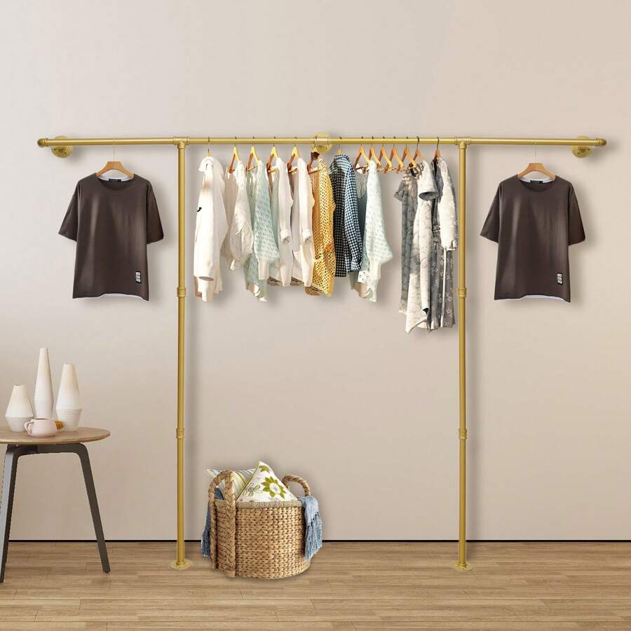 Industrial Pipe Clothes Rack Rail Stand Hanging Closet Storage Shelf ...
