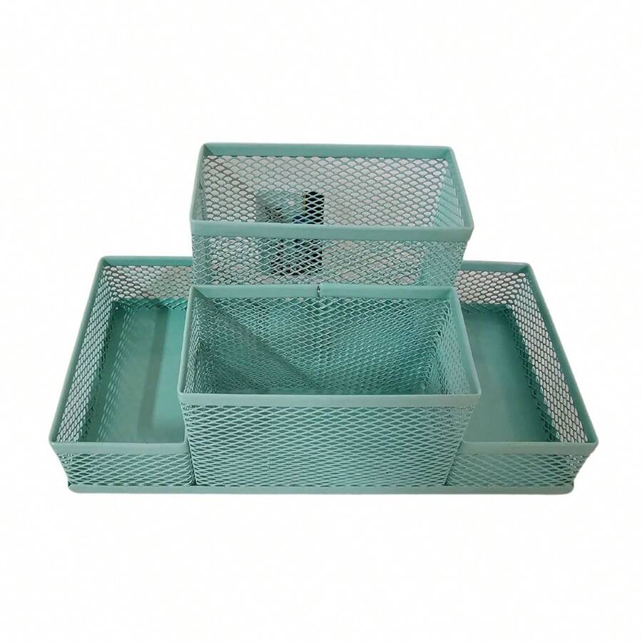 Yins Paper Yp8626 Wire Desk Organizer With 4 Dividers, Compact Green ...