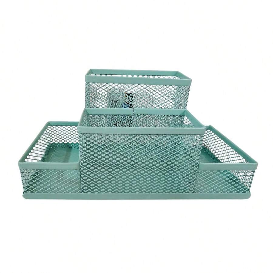 Yins Paper Yp8626 Wire Desk Organizer With 4 Dividers, Compact Green ...