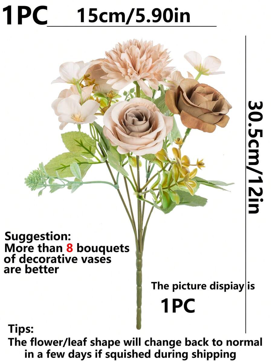 1/3PCS Artificial Roses Flowers Plastic Bouquet Silk Hydrangea Wedding ...