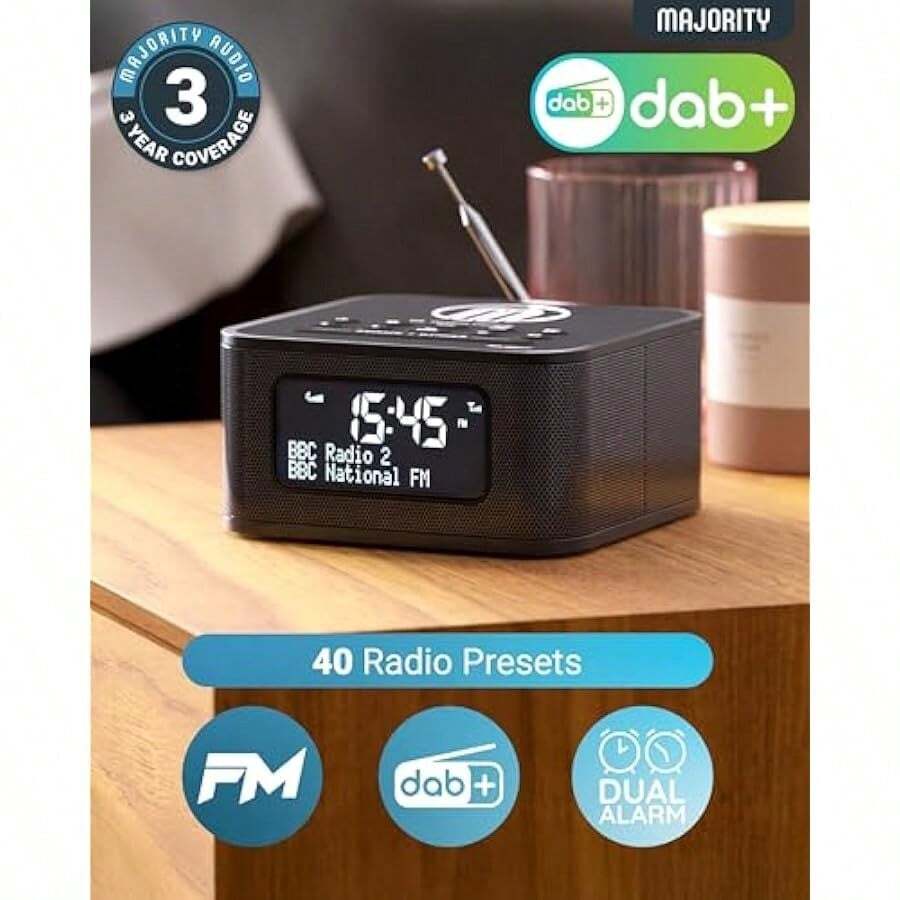 Bedside Clock Radio With Bluetooth | 15W Wireless Charging USB Port ...