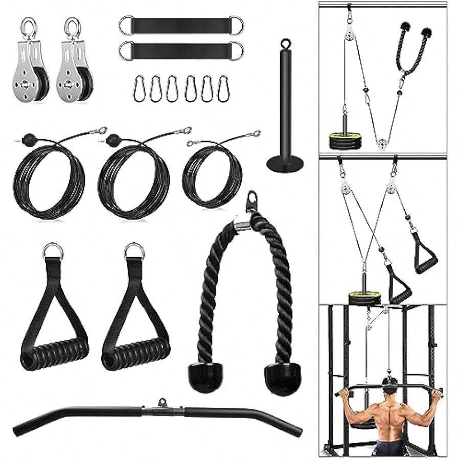 Cable Pulley System Home Gym Lat Pull Down Arm Workout Fitness Cable ...