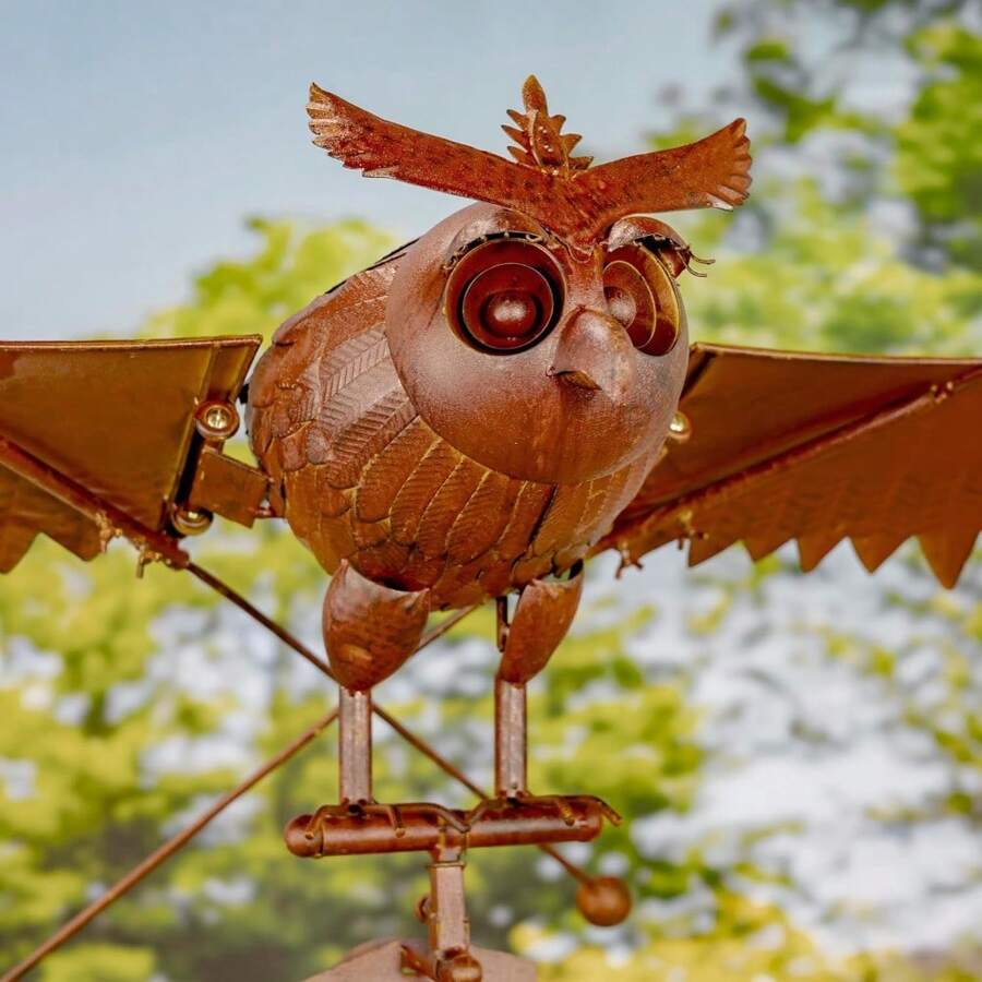 Large Rocking Animals With Flapping Wings Garden Stakes Flying Owl ...