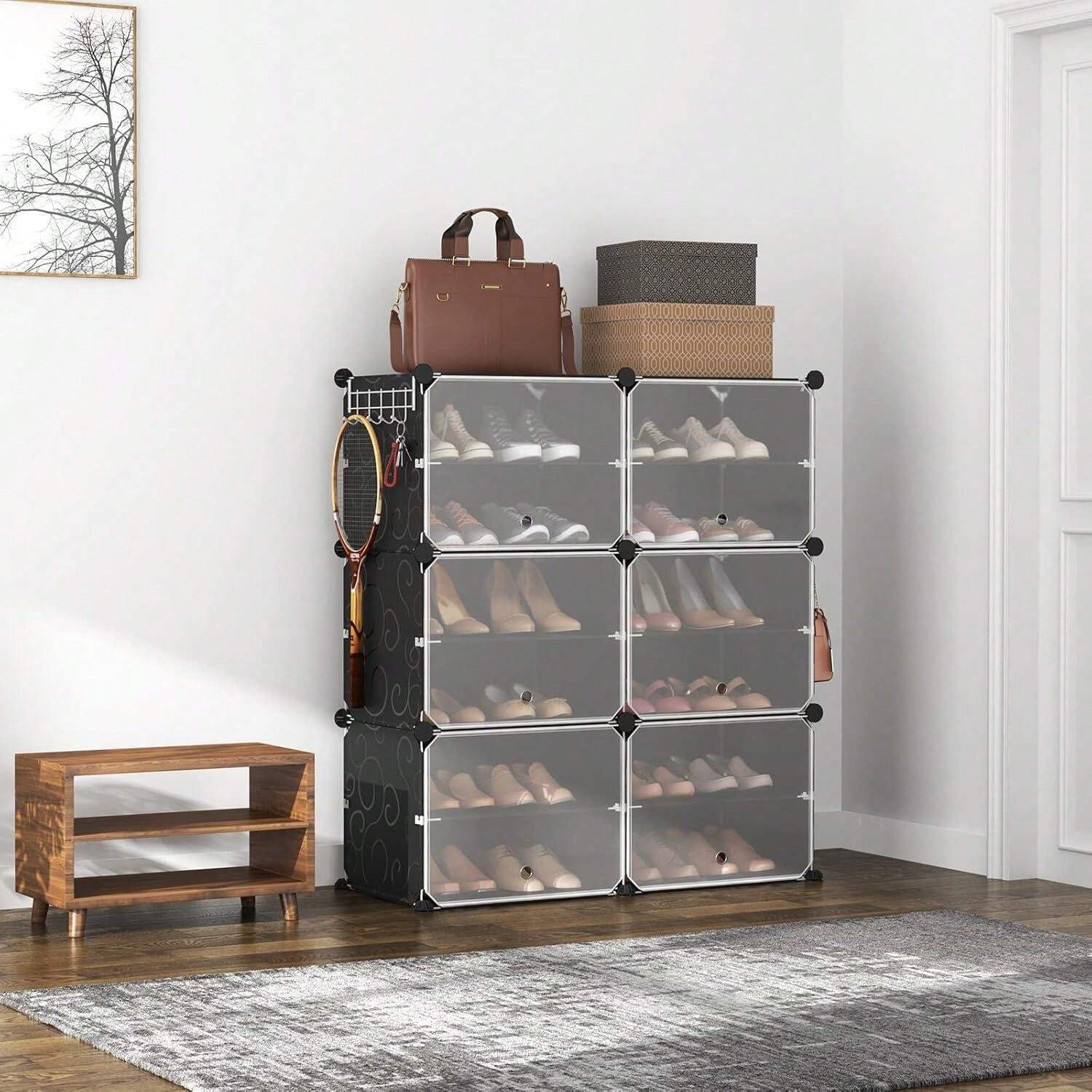 Portable Shoe Rack Organizer 6-Tier Shoe Cabinet 24-Pair Shoe Storage ...