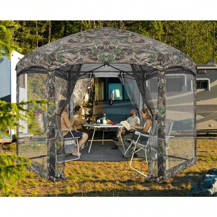 Pop Up Gazebo - 10x12 Gazebo Screen Tent 6 Sided Camping Canopy Screen ...