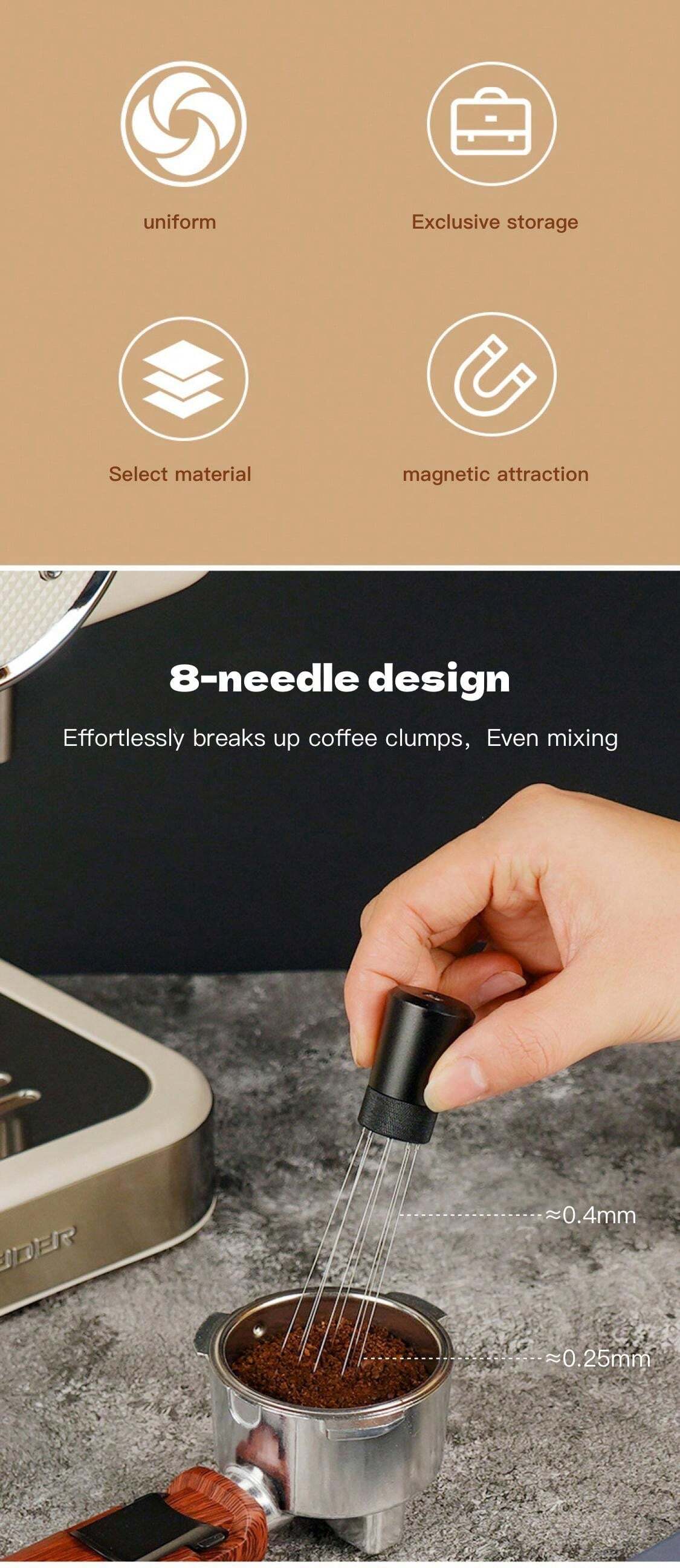 TEONA WDT Tool Espresso Coffee Stirrer Needle Set With 8 Magnets ...