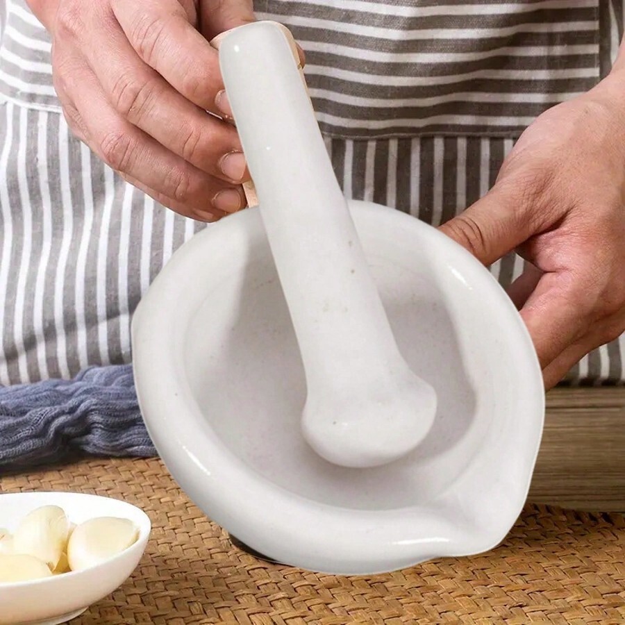 Mortero y maja de cerámica, cuenco de molienda, set de mortero y maja ...