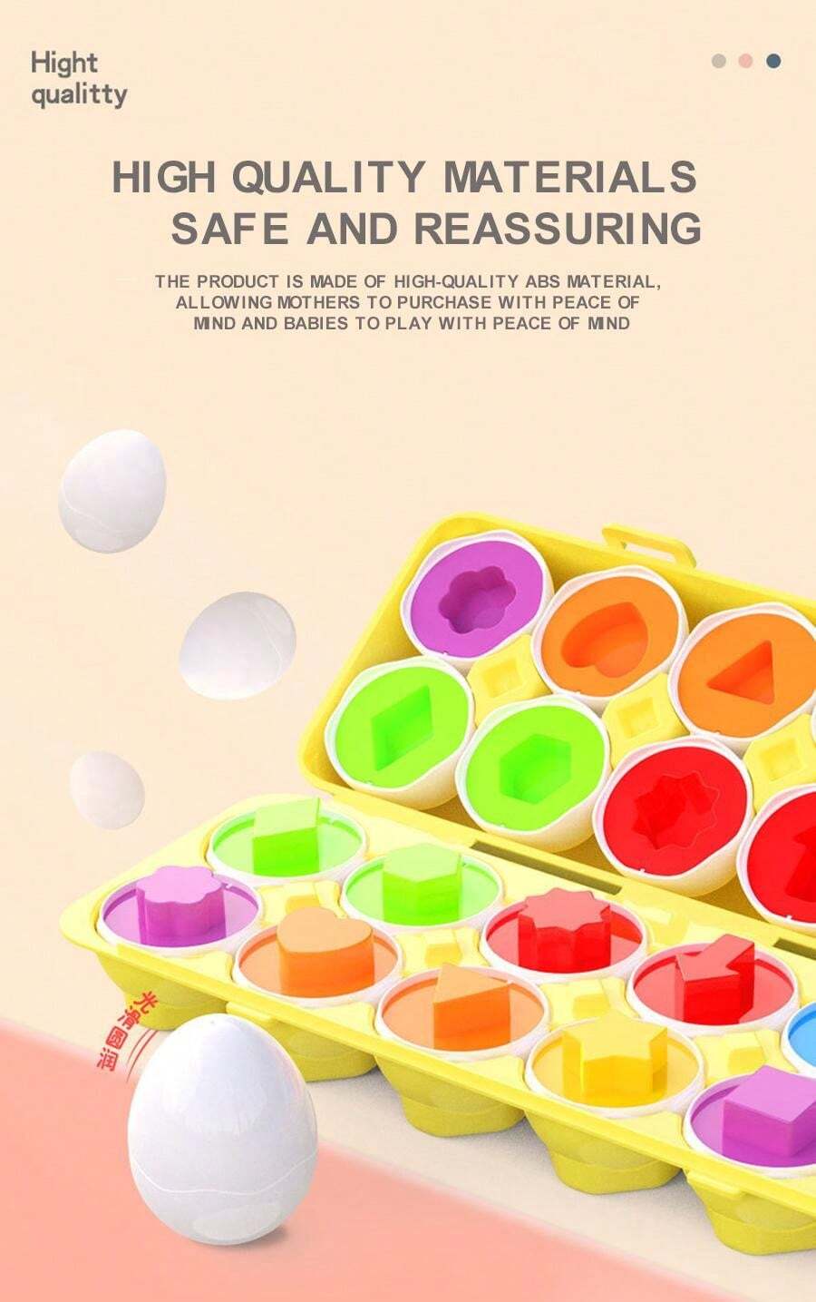 1 Set Of 12pcs Kids Color & Shape Matching Eggs Toy - Geometric Shapes ...