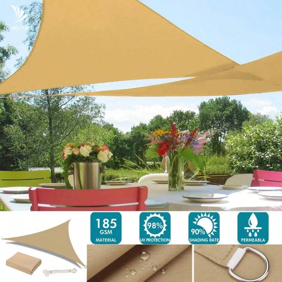 Waterproof Triangle Sun Shade Sail Canopy 98%UV Block Sun Shelters For ...