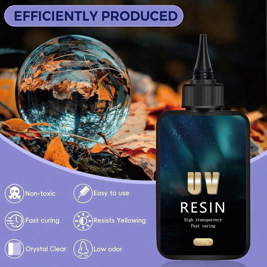 Kit de resina epóxi UV transparente de 100g/200g, suprimentos de resina epóxi de cura UV de tipo ...