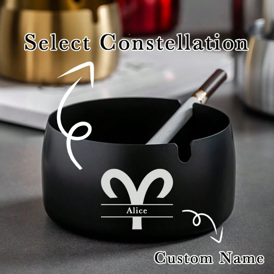 Personalized Stainless Steel Ashtray, Laser Engraved Zodiac Signs ...