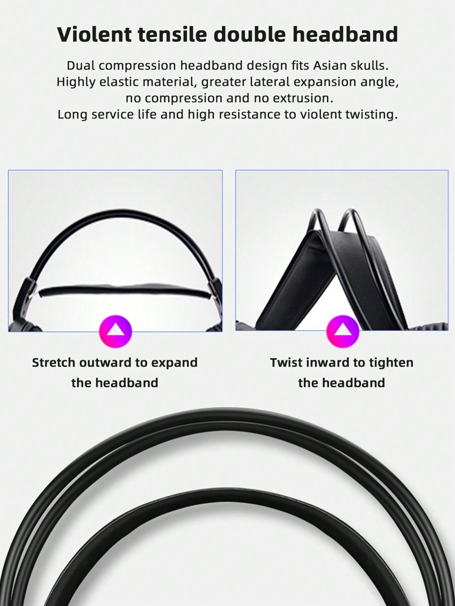 Wired Head Wearing Headset 3D Stereo Sound Adaptive Suspension Head ...