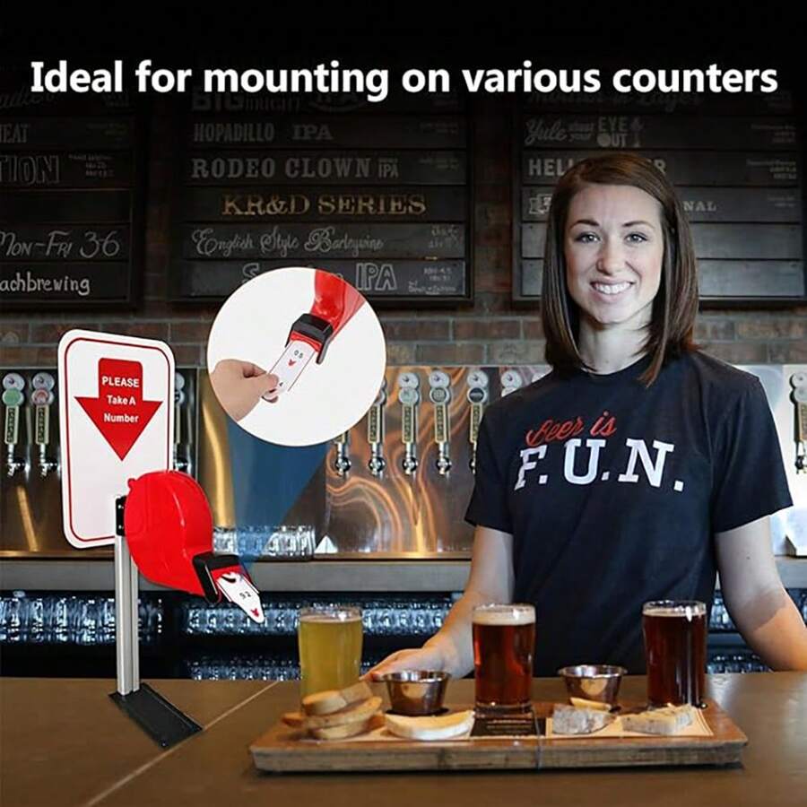 Take-A-Number System Distributeur de tickets d'attente avec support de comptoir et 1 rouleau de ...