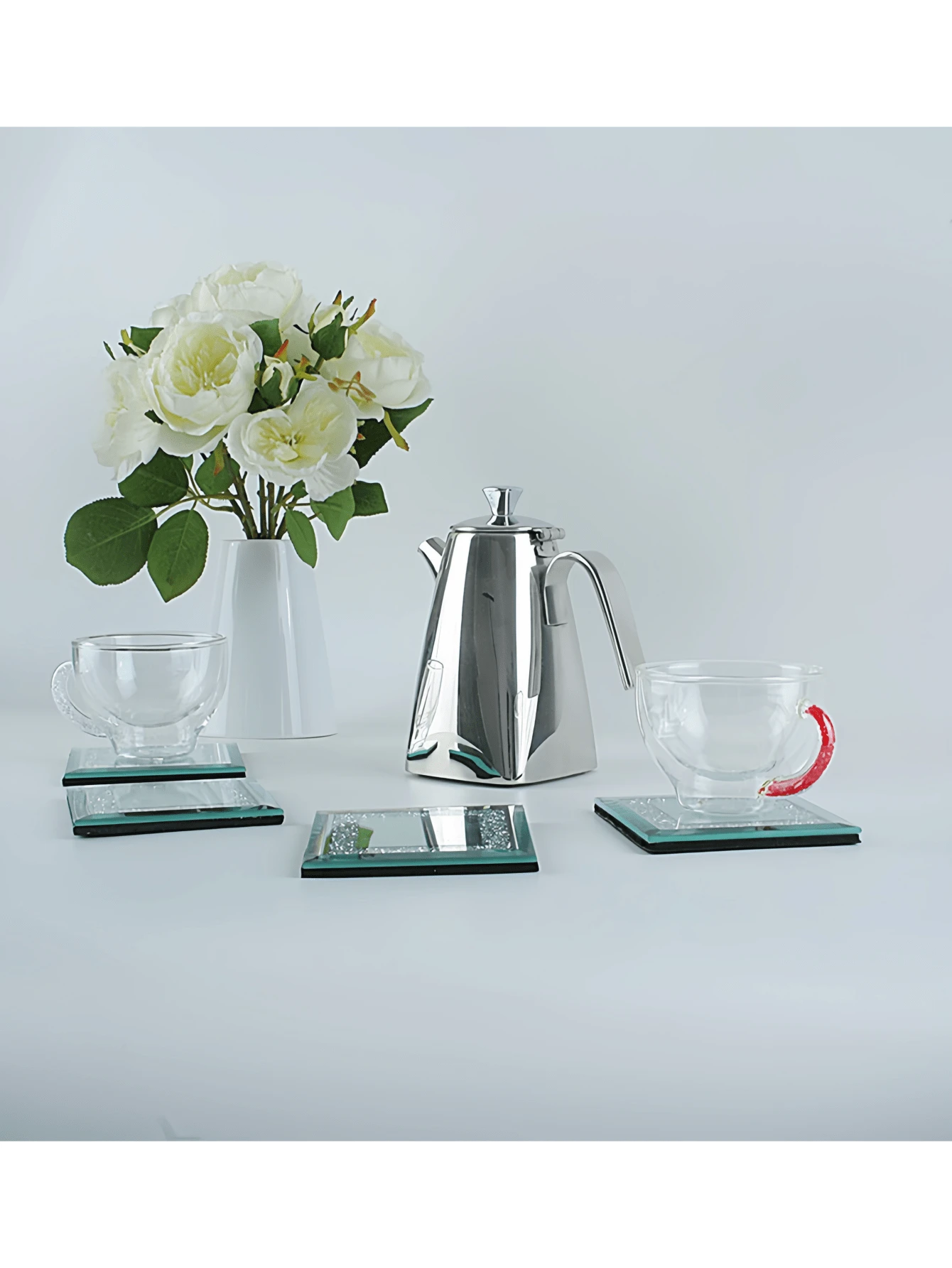 4pcs Insulated Crystal Coasters, Round And Square Two Styles, With ...