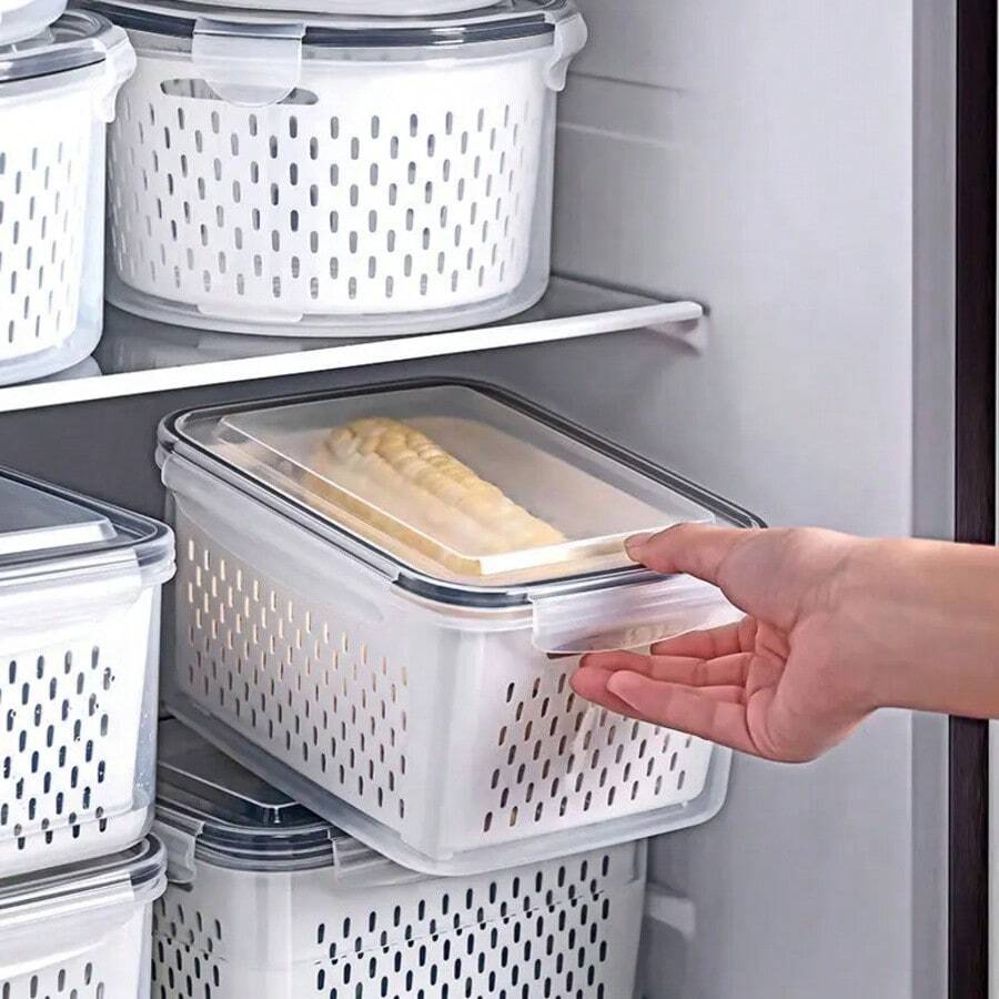 Refrigerator Preservation Storage Box Drain Basket Storage Containers ...
