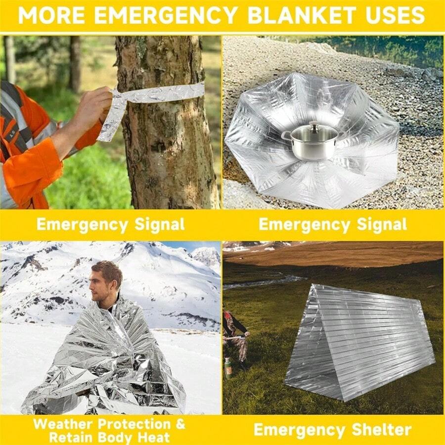 10pcs Emergency Foil Blanket, Survival Thermal Mylar Blankets ...
