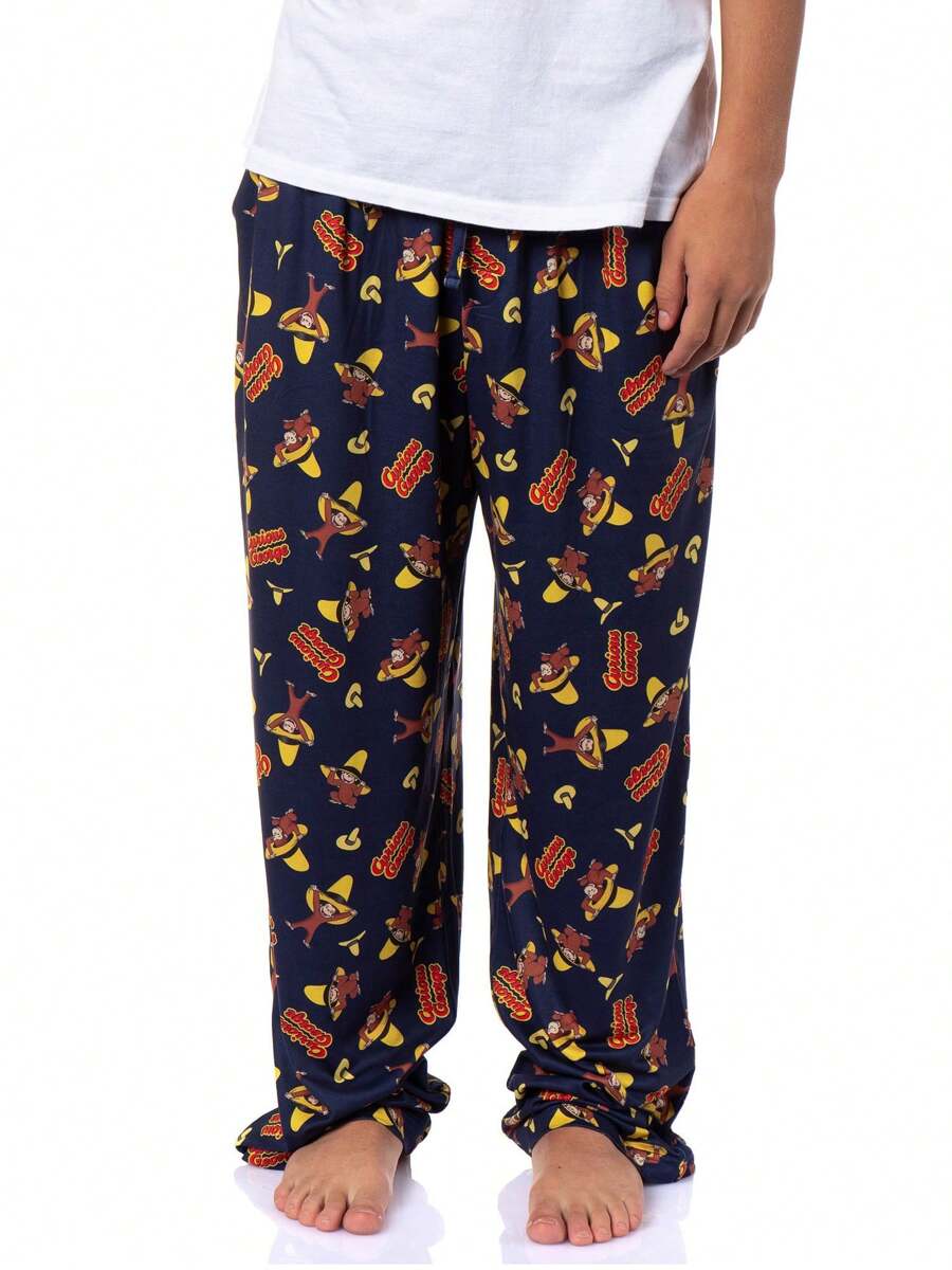 Curious George Men's Yellow Hat Sleep Tossed Print Pajama Pants For ...