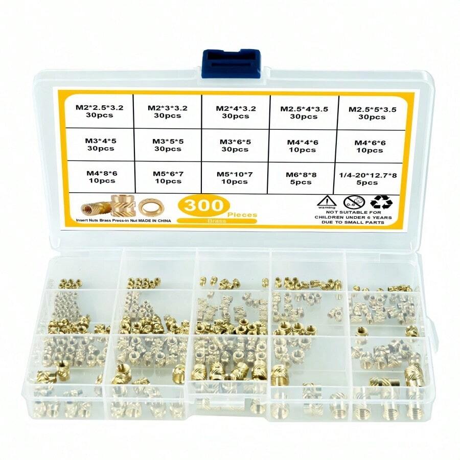 305pcs Knurled Threaded Inserts, Brass Threaded Inserts, M2 M2.5 M3 ... 305pcs Knurled Threaded Inserts, Brass Threaded Inserts, M2 M2.5 M3 ...