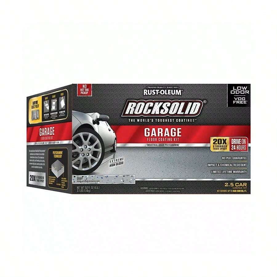 Rust-Oleum 293513 RockSolid Garage Floor Coating Gray Kit 2.5 Car ...