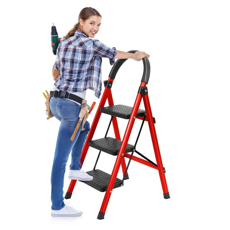 Step Ladder, 3 Step Ladder Folding Step Stool, Multi-Purpose ...