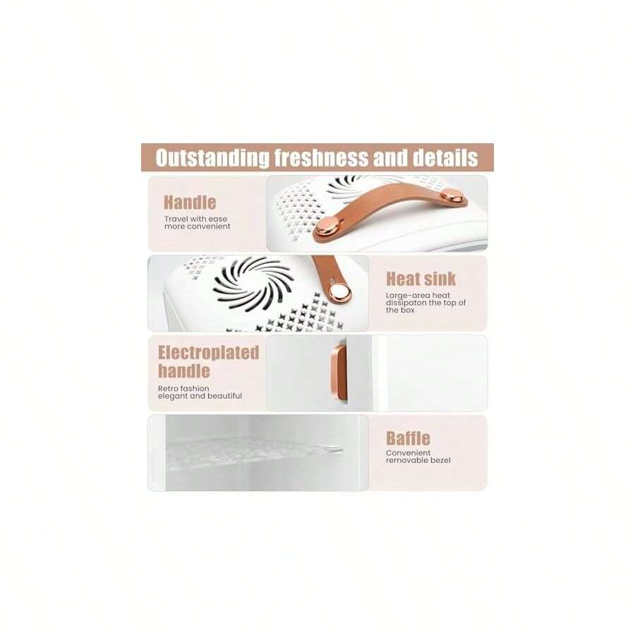 6 Liter Portable Mini Fridge With LED Lighting For Makeup Storage Chill ...