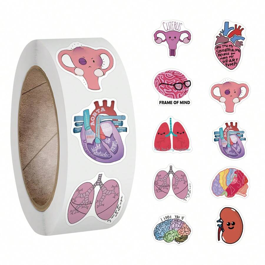 500PCS Anatomy Stickers Roll Vinyl Aesthetics Stickers For Scrapbooking ...