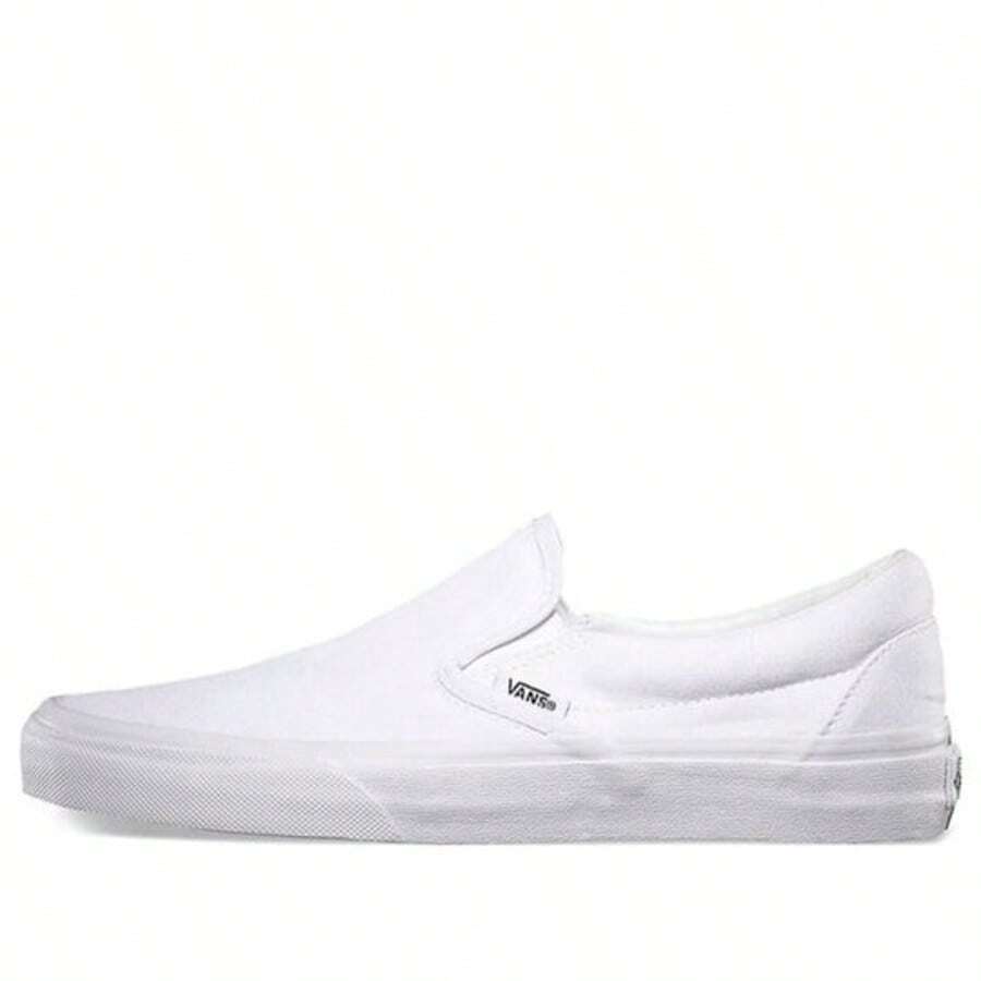 Vans Vans Unisex Classic Slip-On Skate Shoe, Canvas, True White ...