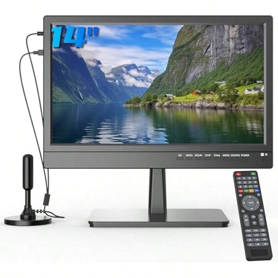 14 Inch 1080P Screen TV View Reception HDMI USB VGA Input AC 12V For ...