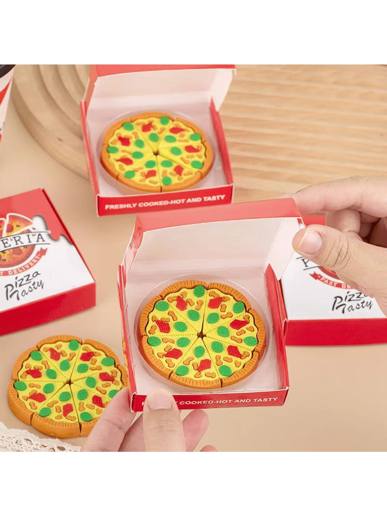 Realistic Fake Pizza Design Box Erasers, Creative Gift, Fun Small Prize ...