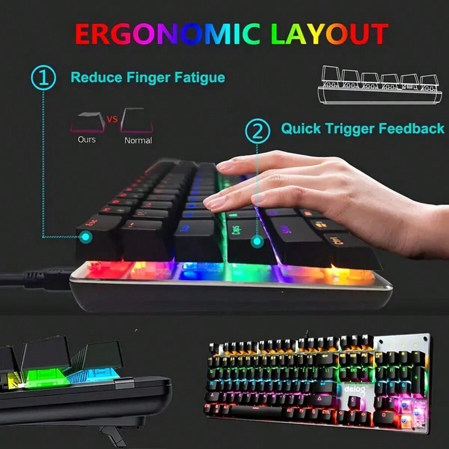 LexonTech Wired Mechanical Gaming Keyboard And Mouse Set, RGB LED ...