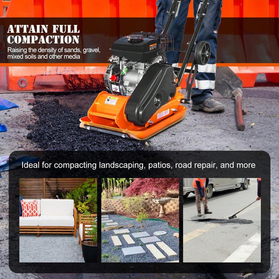 Plate Compactor Machine, 2.8HP 79CC Gas Engine 5900 VPM 2000 Lbs ...