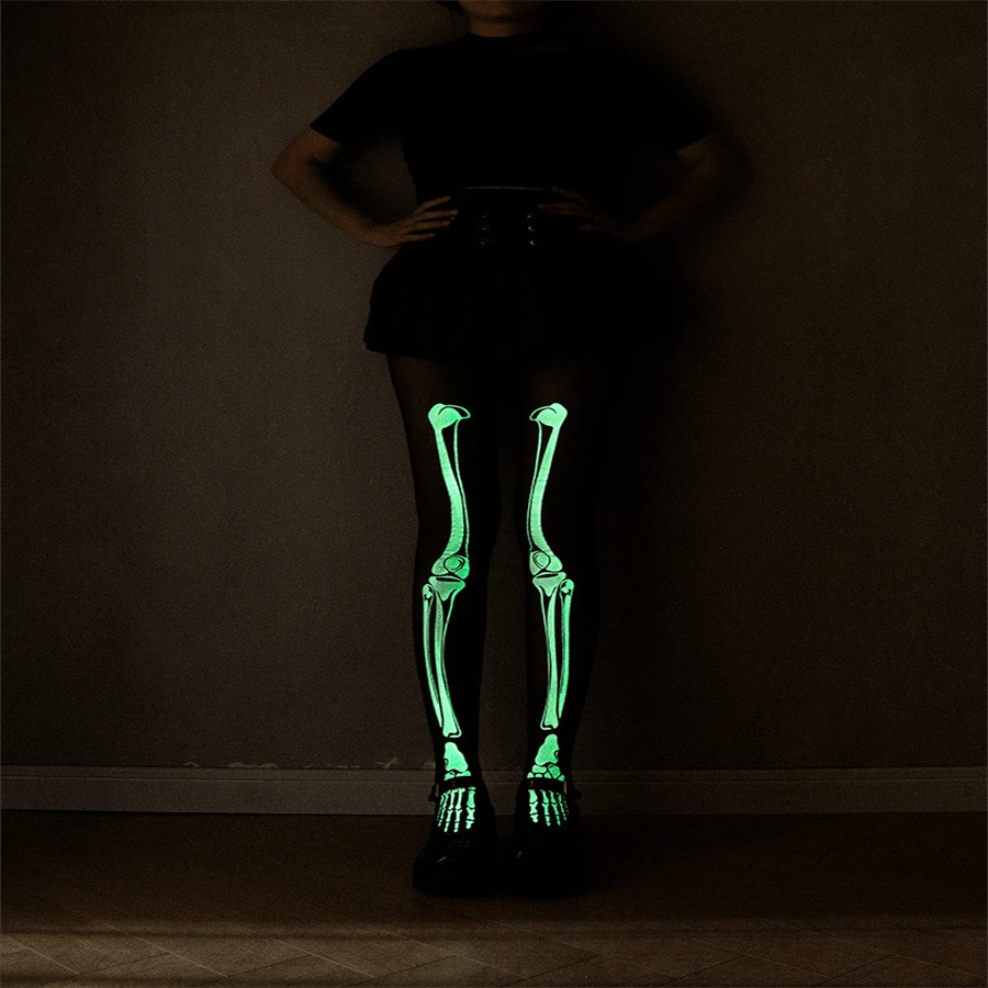 1pc Green White Silk Luminous Stockings American Reflective Fluorescent ...