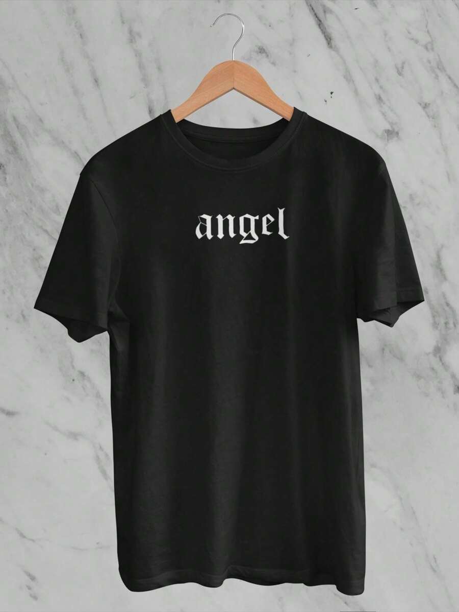 Men's T-Shirt Angel Phrase Streetwear T-Shirt Shirt Style | SHEIN USA