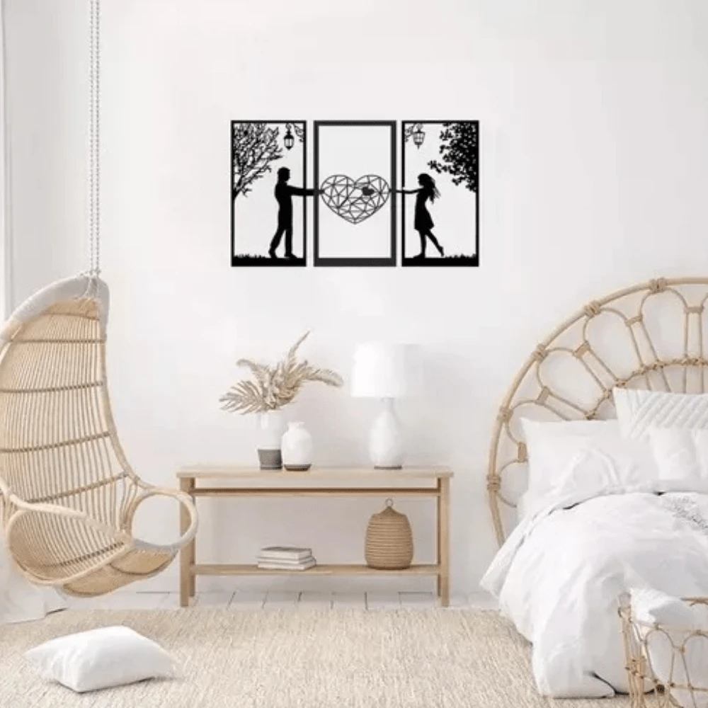 Decorative Lovers' Panel Trio Couple In Love MDF Black | SHEIN UK