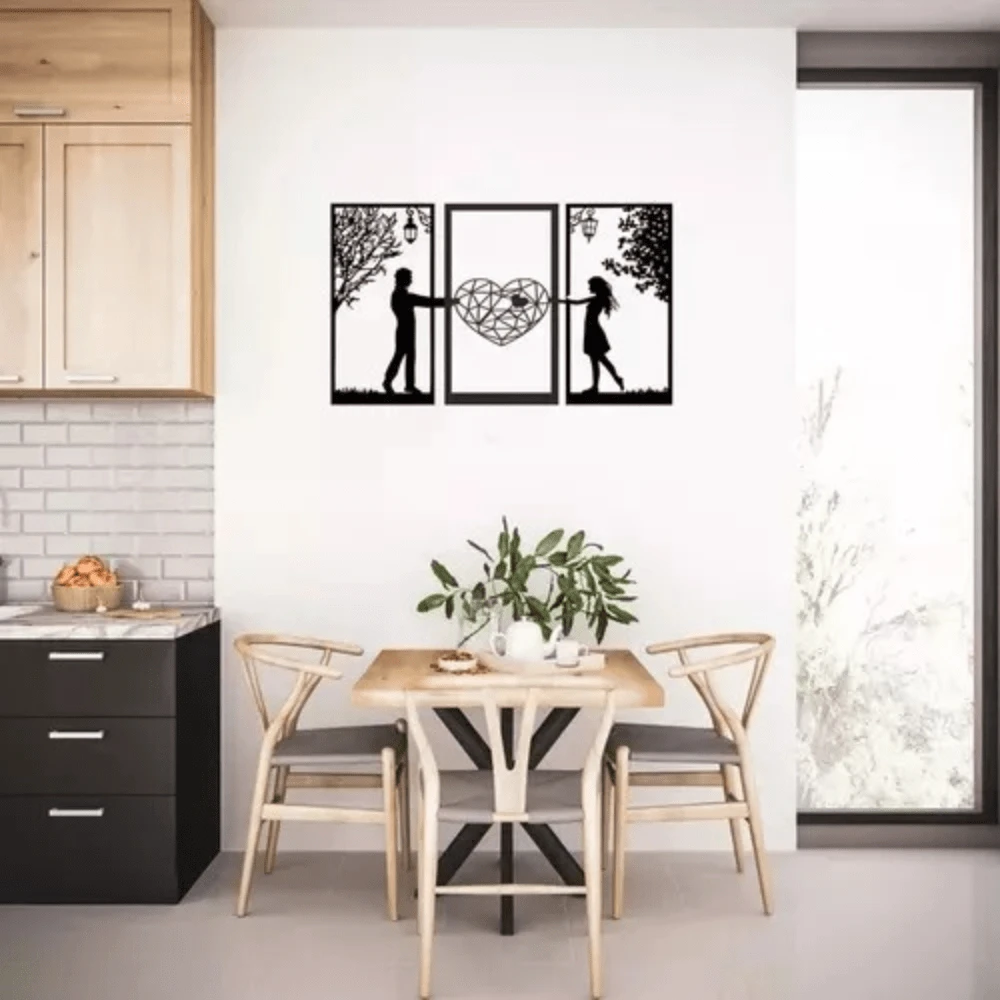 Decorative Lovers' Panel Trio Couple In Love MDF Black | SHEIN UK