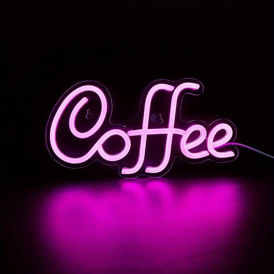 1pc Coffee LED Neon Sign Neon Signs For Wall And Table Decor Light Up ...