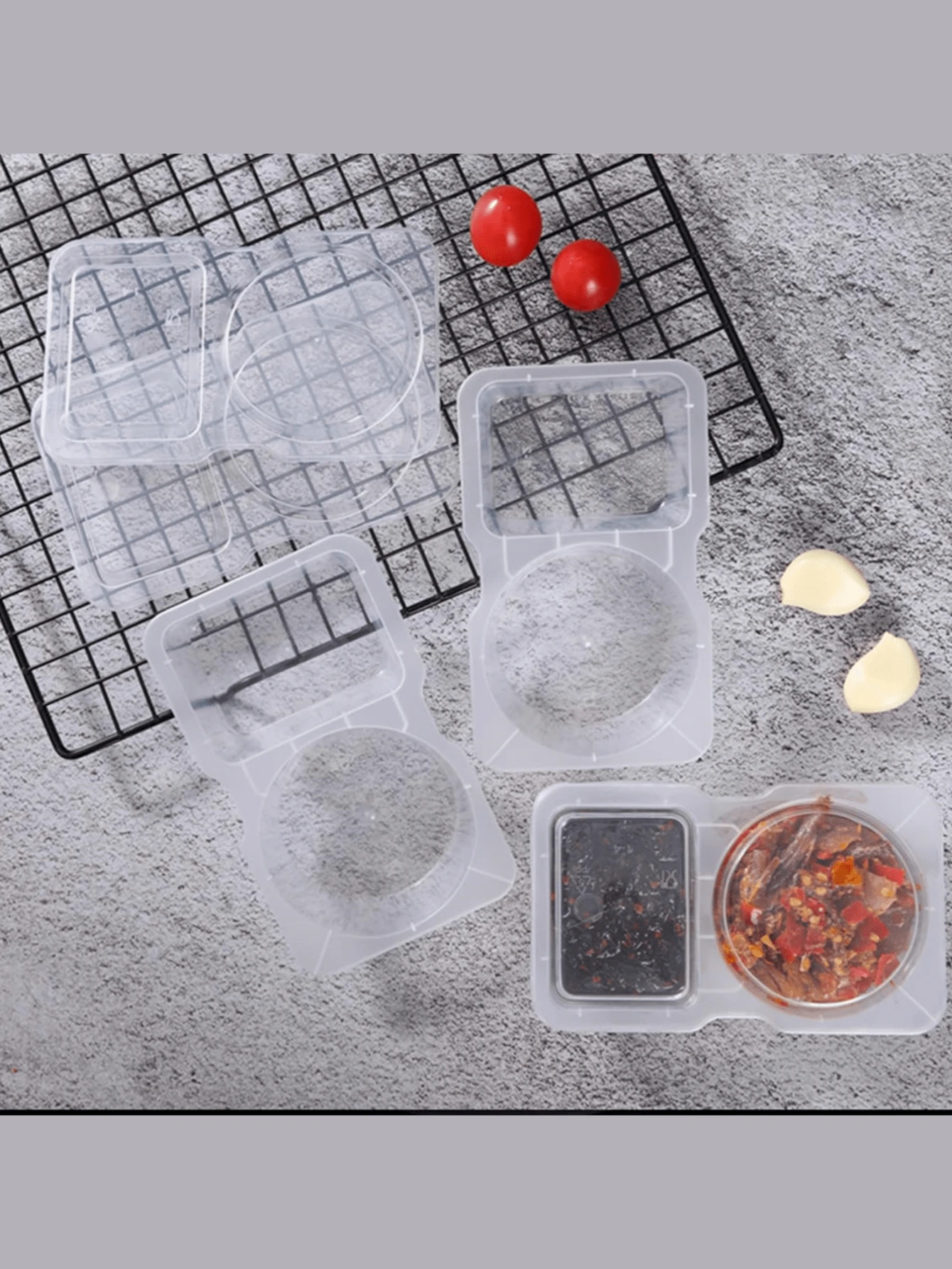 (10 Pcs) Double Compartment Condiment Container With Lid Double ...