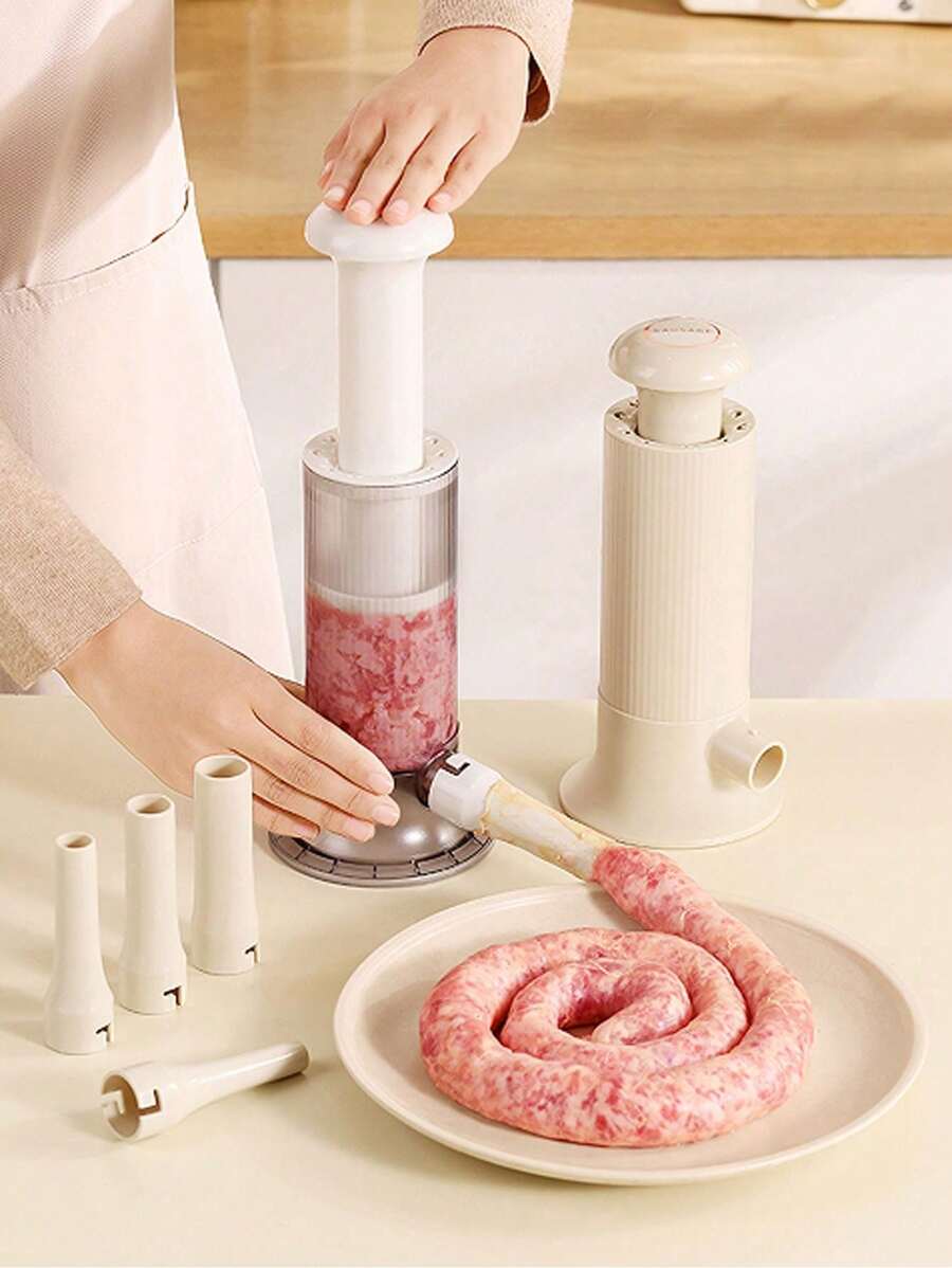 1pc Manual Sausage Stuffer With 4 Filling Nozzles - Plastic Homemade ...