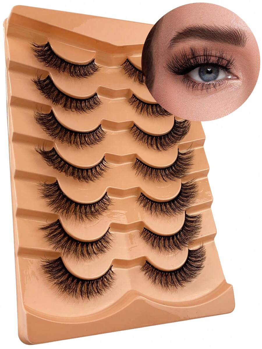 Hinarin 7 Pairs False Eyelashes 3D Faux Mink Fluffy Cat Eye Lashes ...