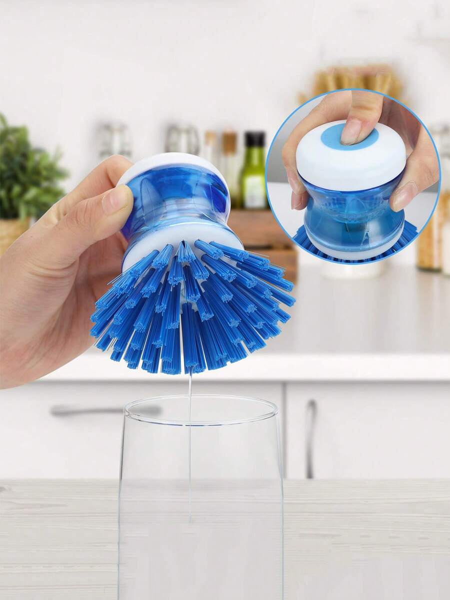 Dish Brush, Dish Scrubber With Soap Dispenser, Kitchen Scrubbing Brush ...