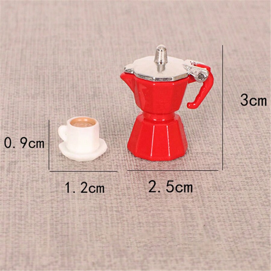 3pcs/Set Realistic Mini Alloy Coffee Maker & Moka Pot, Miniature Prop ...