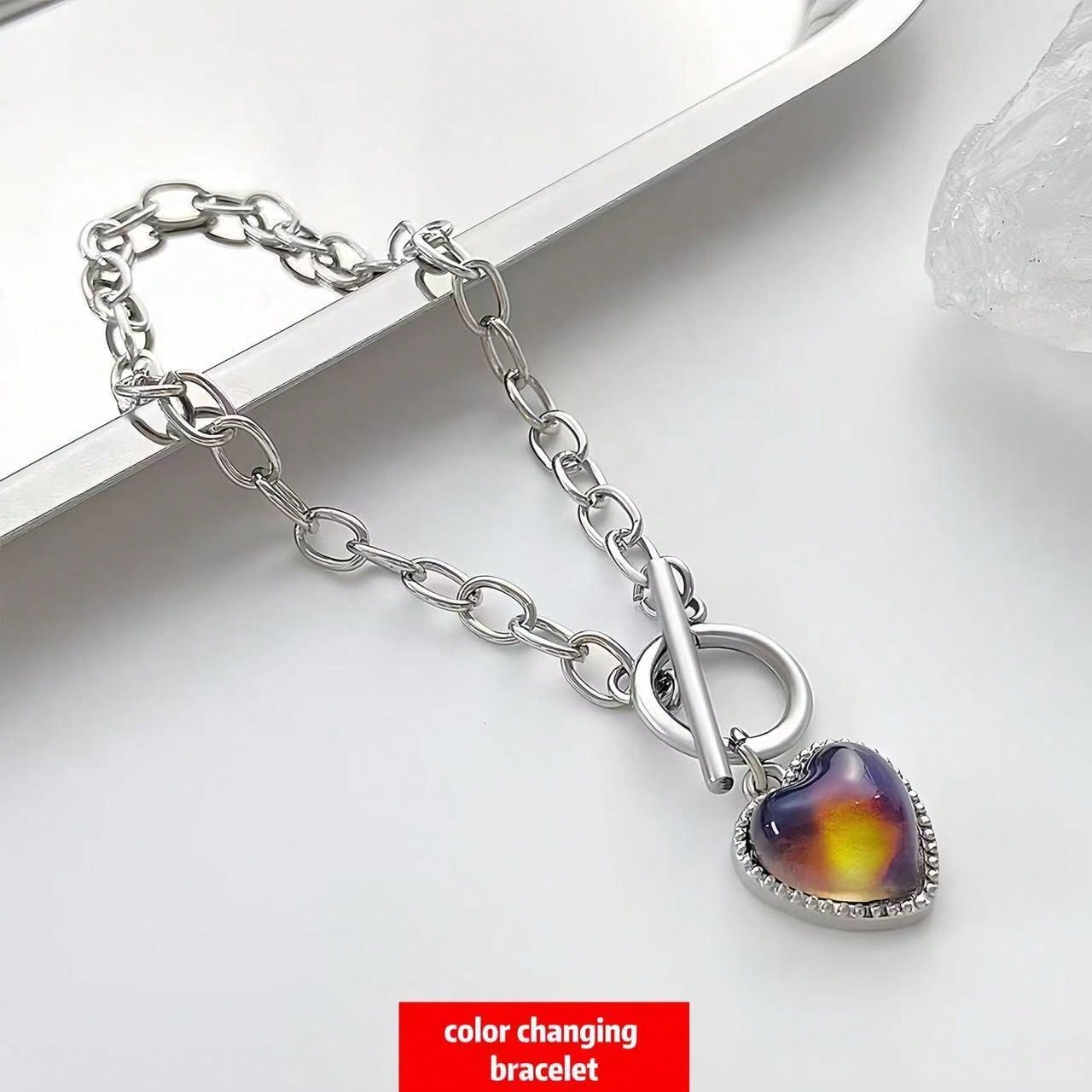 New Sterling Silver Thermochromic Love Bracelet Douyin Same Style ...
