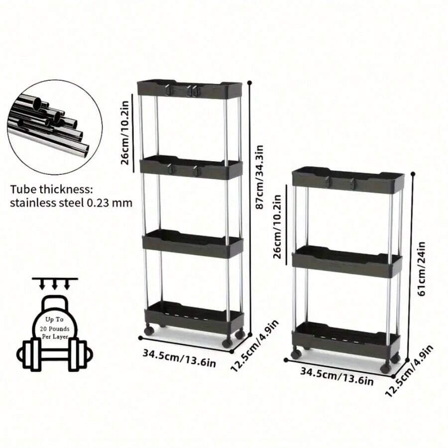 Multi-Tier Rolling Storage Rack, Mobile Bathroom Organizer Rack ...