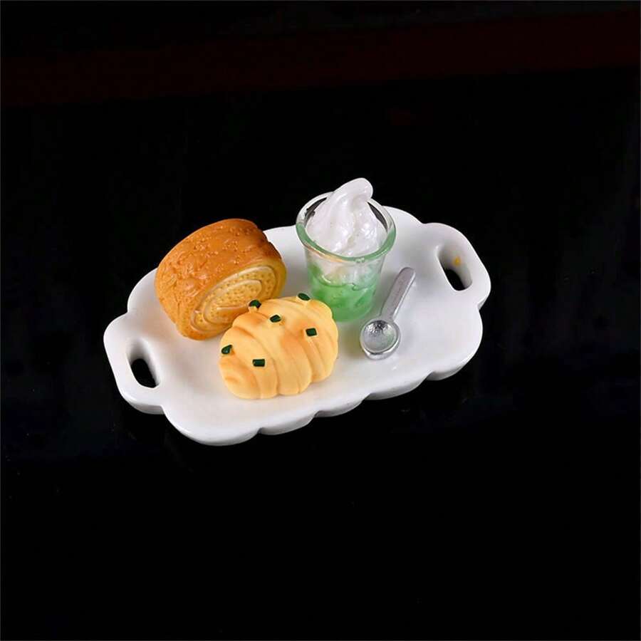 3-Piece Simulated Mini Kitchen Cake Bread Breakfast Ornaments Set ...