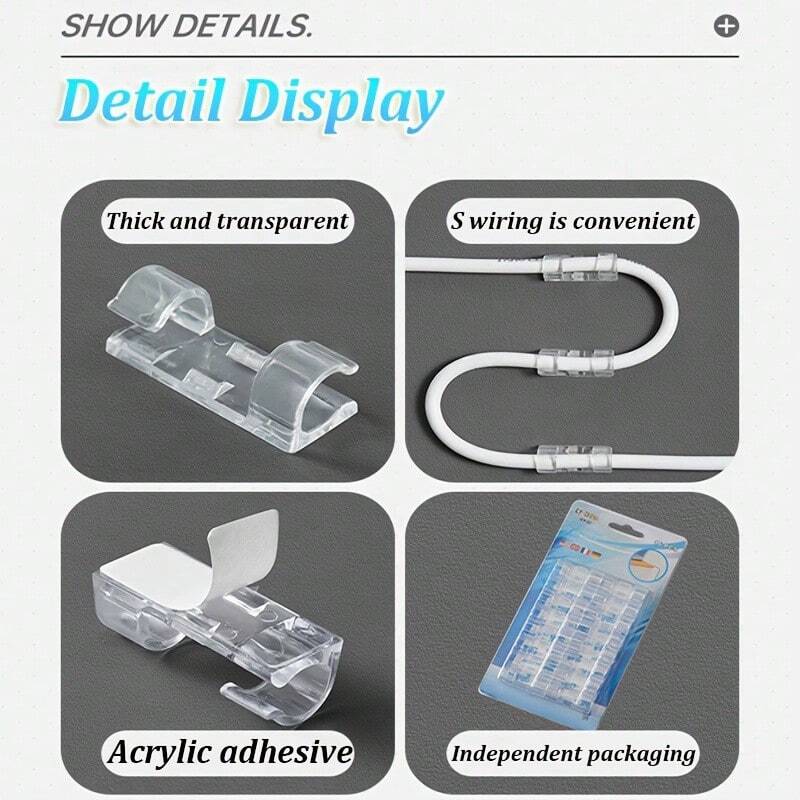 Self-Adhesive Cord Clips, No Damage Cable Wire Organizer Clamp For ...