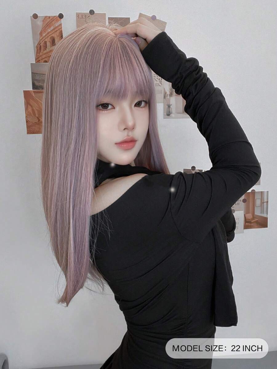 alicegarden ชิ้นเดียว วิกผมสังเคราะห์ทนความร้อน ตรง ด้วยม้วน สีชมพู ...