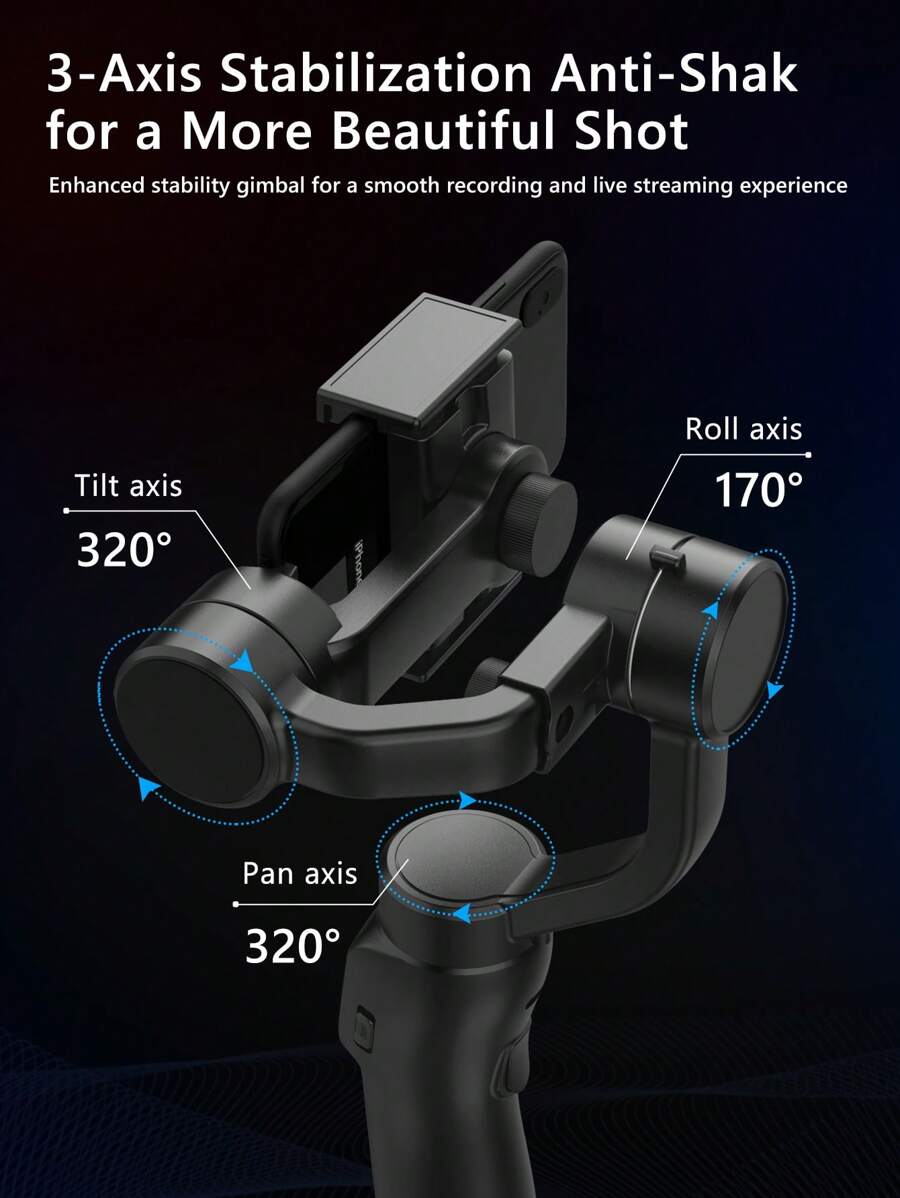 Handheld 3-Axis Gimbal Phone Holder Anti Shake Video Record Stabilizer ...