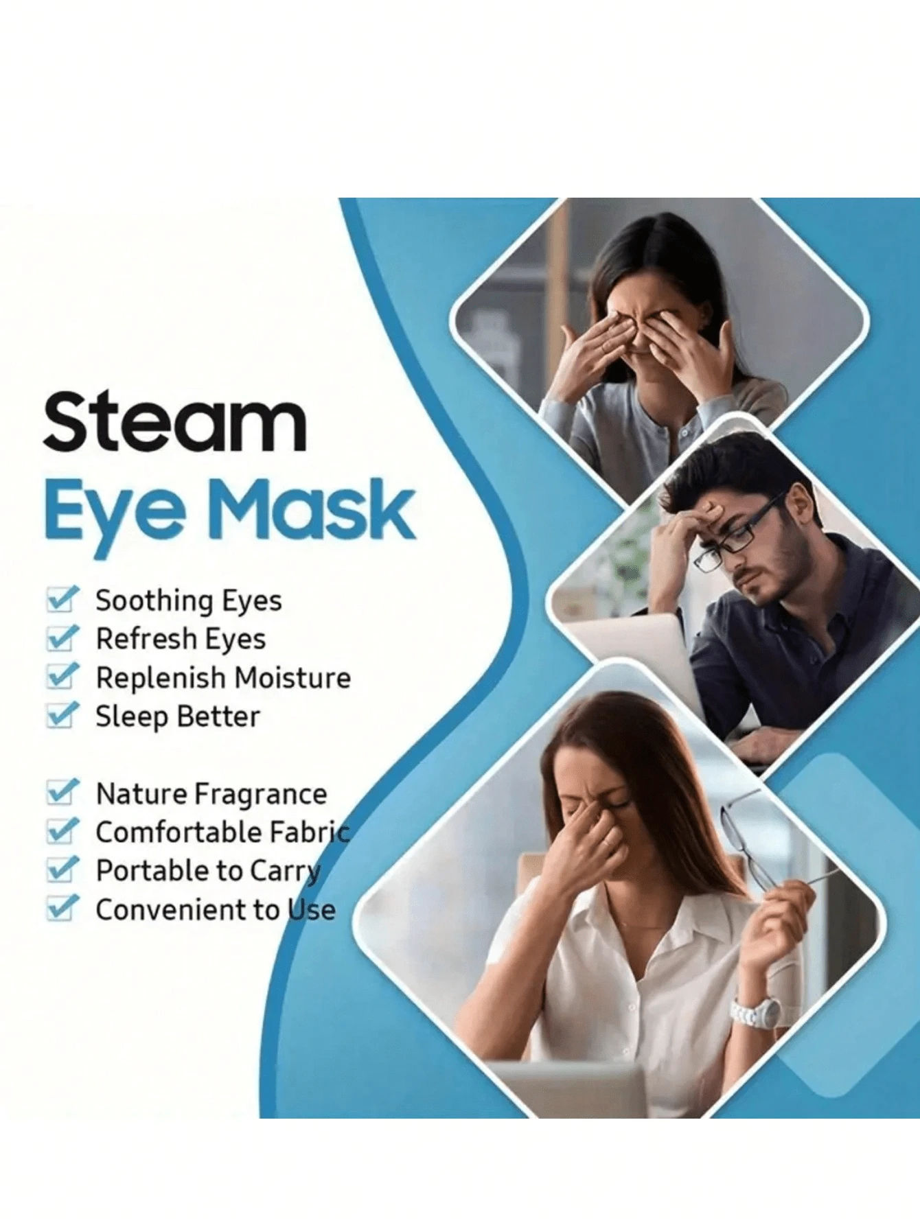 12PCS Steam Eye Mask For Both Men And Women To Relieve Eye Fatigue ...
