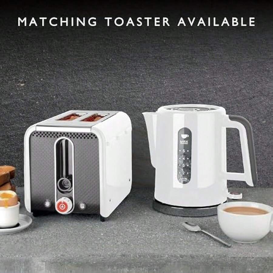 Dualit Studio Kettle | 1.5L 2.4KW Jug Kettle In White With Polished Trim | Dual Measuring ...