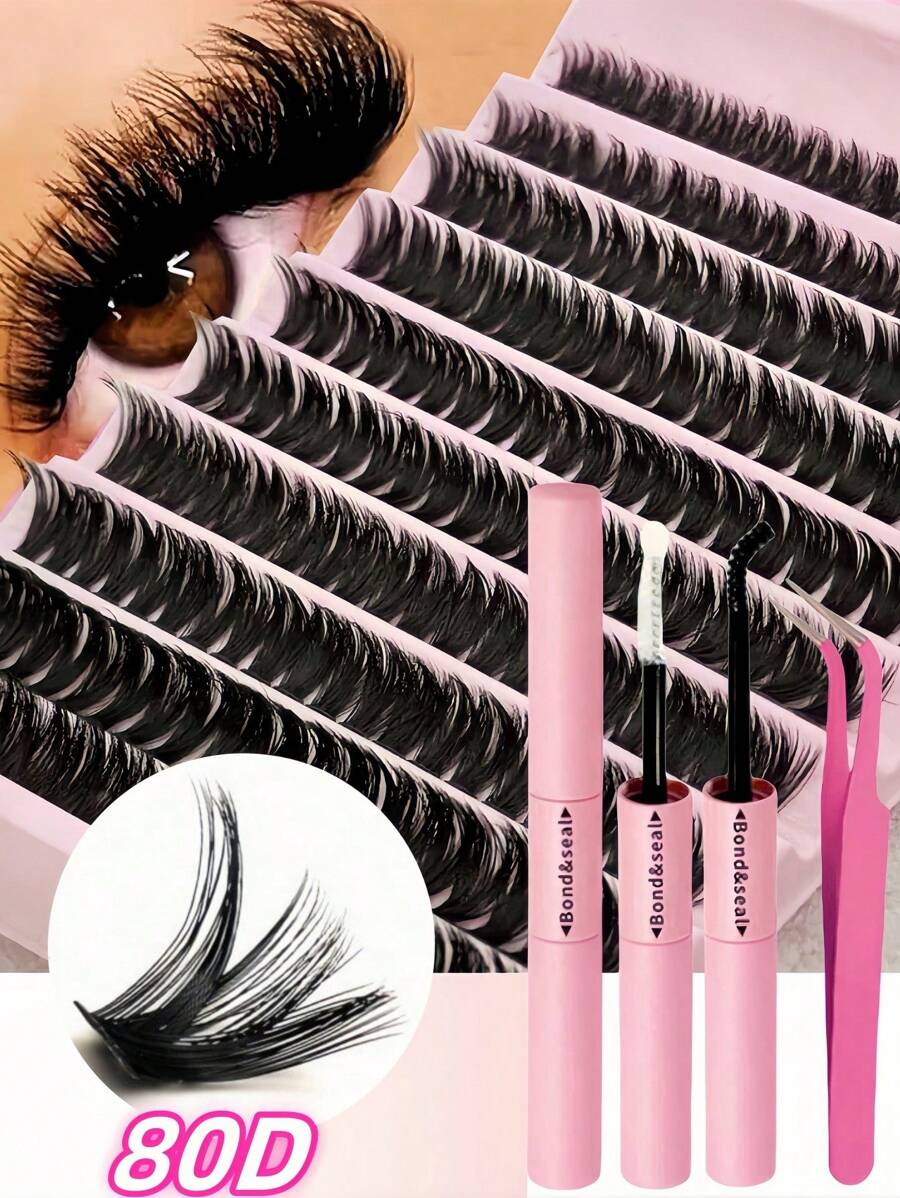 200PCS Lash Clusters Kit Volume Cluster Lashes 8-16mm 80D D Curl Fake ...